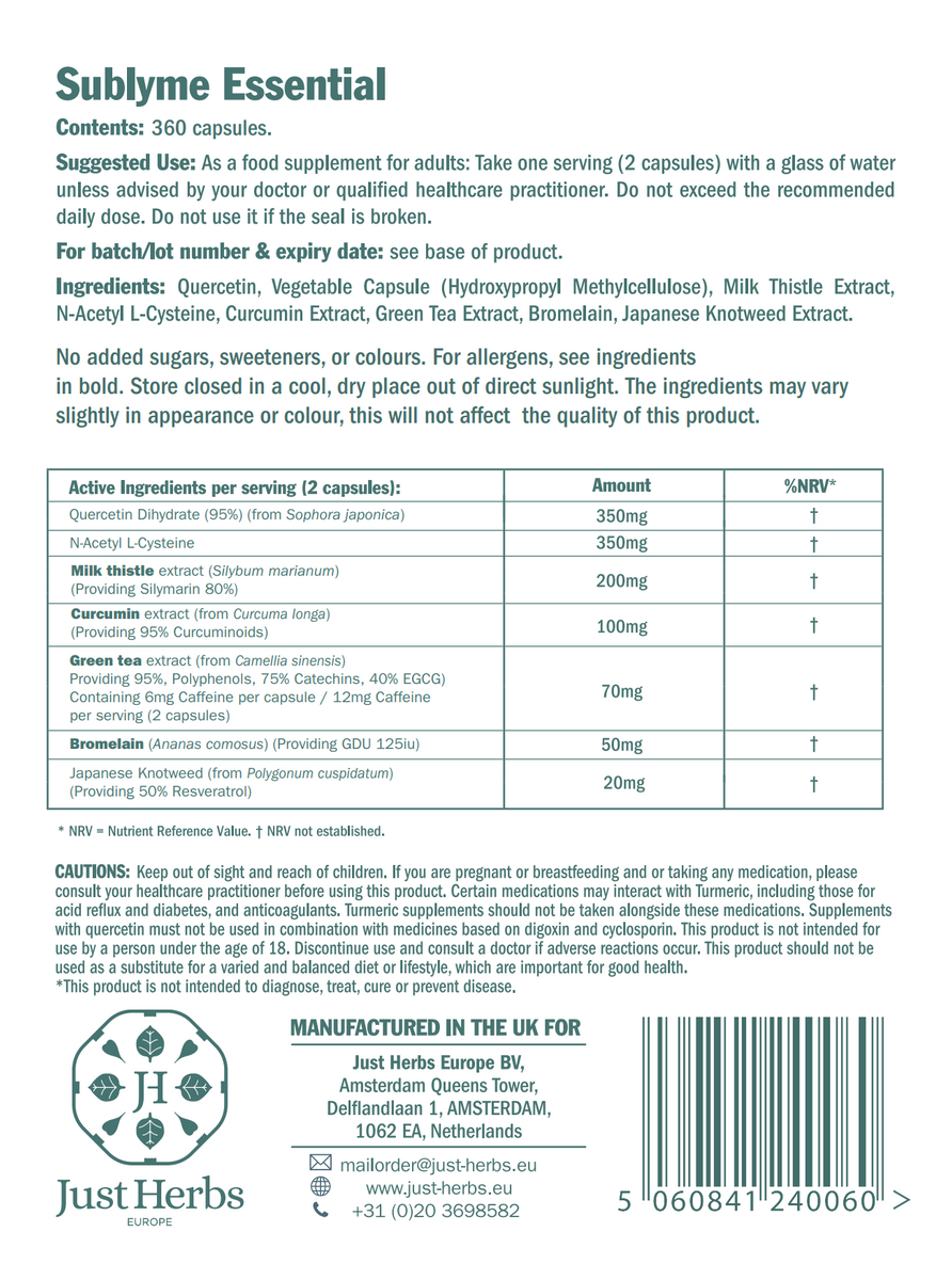 Sublyme- Brain Support Supplements Essential Capsules – Just Herbs Europe